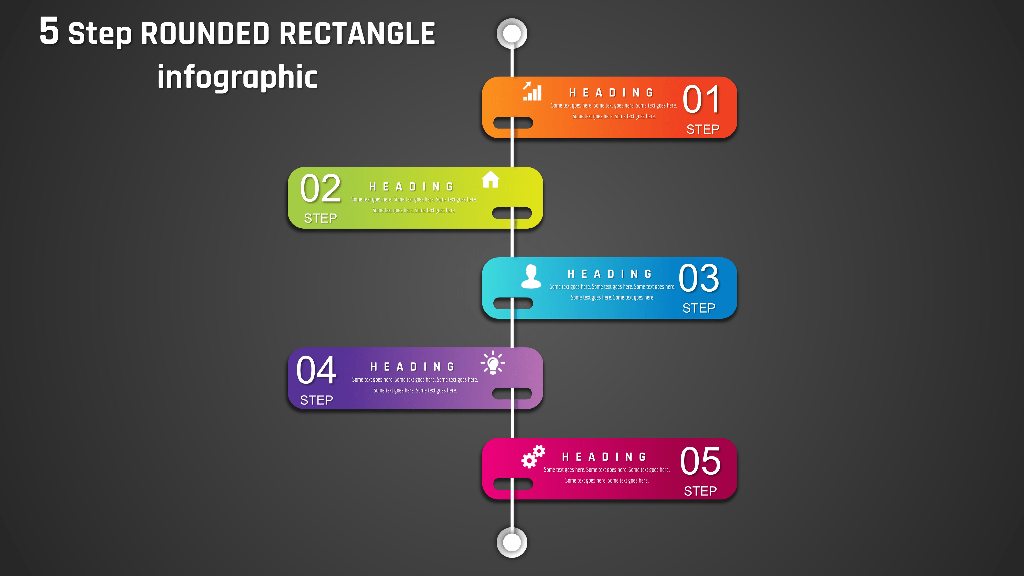 19.PowerPoint 5 Step ROUNDED RECTANGULAR SHAPE infographic - PowerUP ...