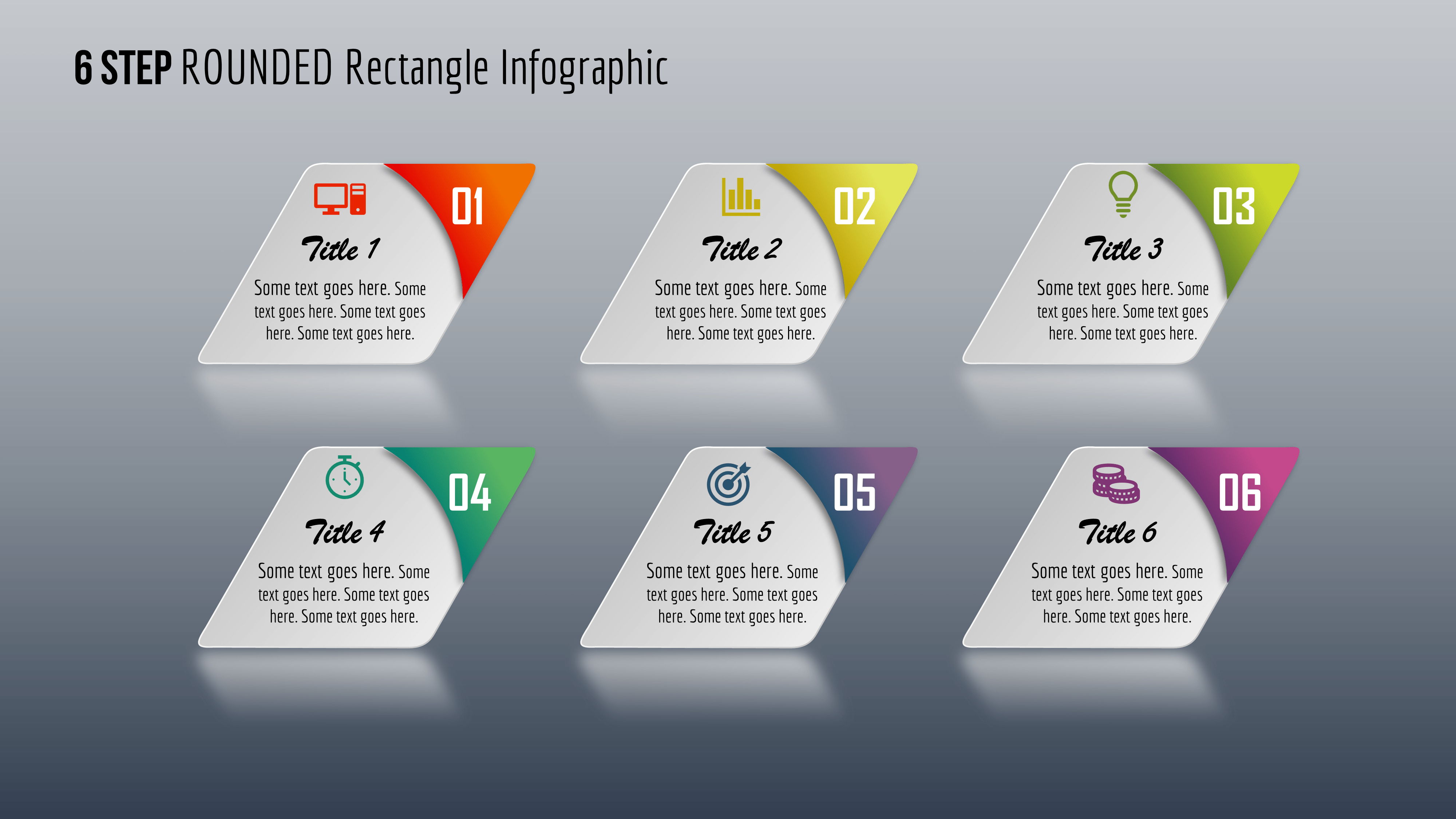 24.PowerPoint 6 Step ROUNDED Rectangle Infographic – PowerUP with ...