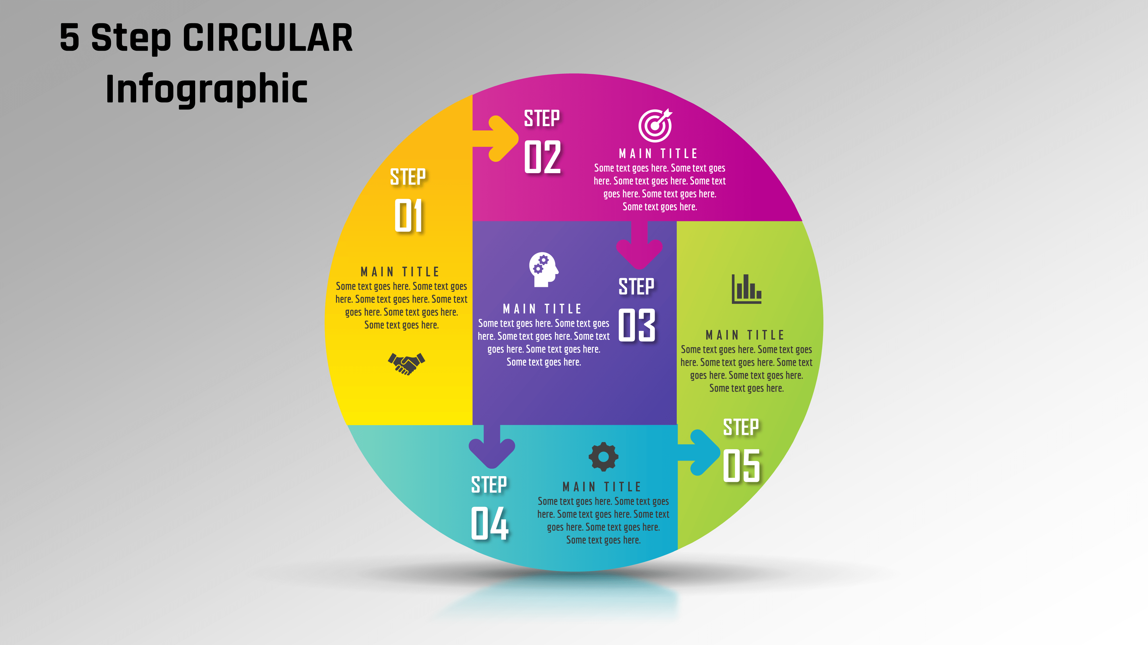 28.PowerPoint 5 Step Circular Infographic - PowerUP with POWERPOINT