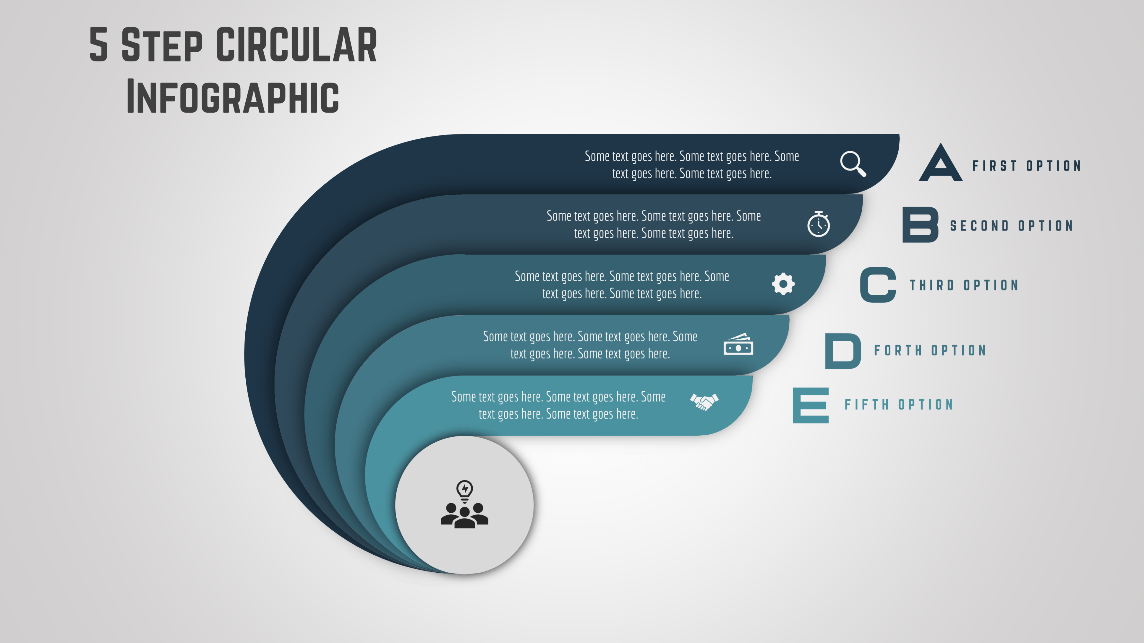 41.PowerPoint 5 Step CIRCULAR Infographic - PowerUP with POWERPOINT