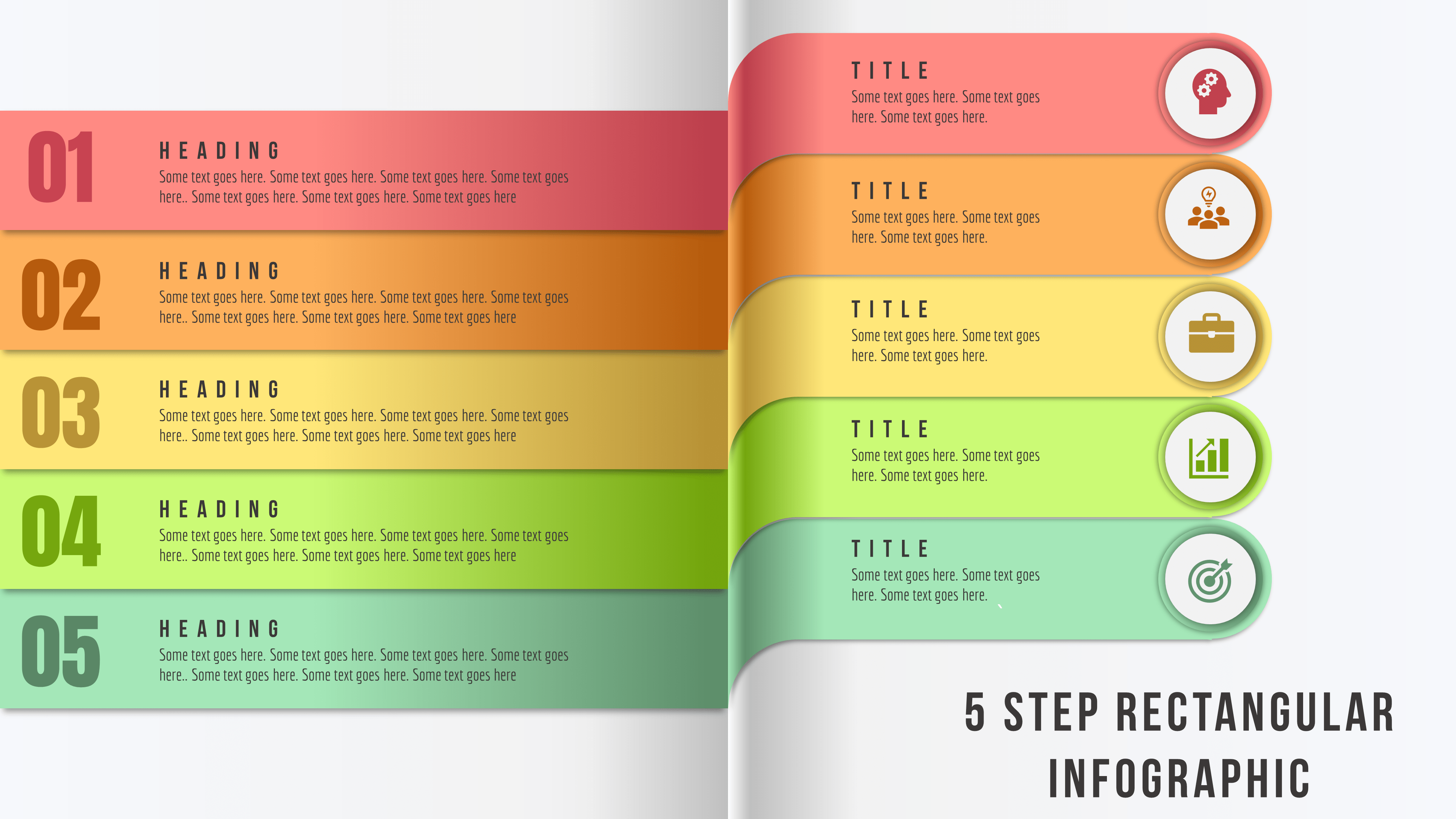 43.PowerPoint 5 Step Rectangular infographic – PowerUP with POWERPOINT