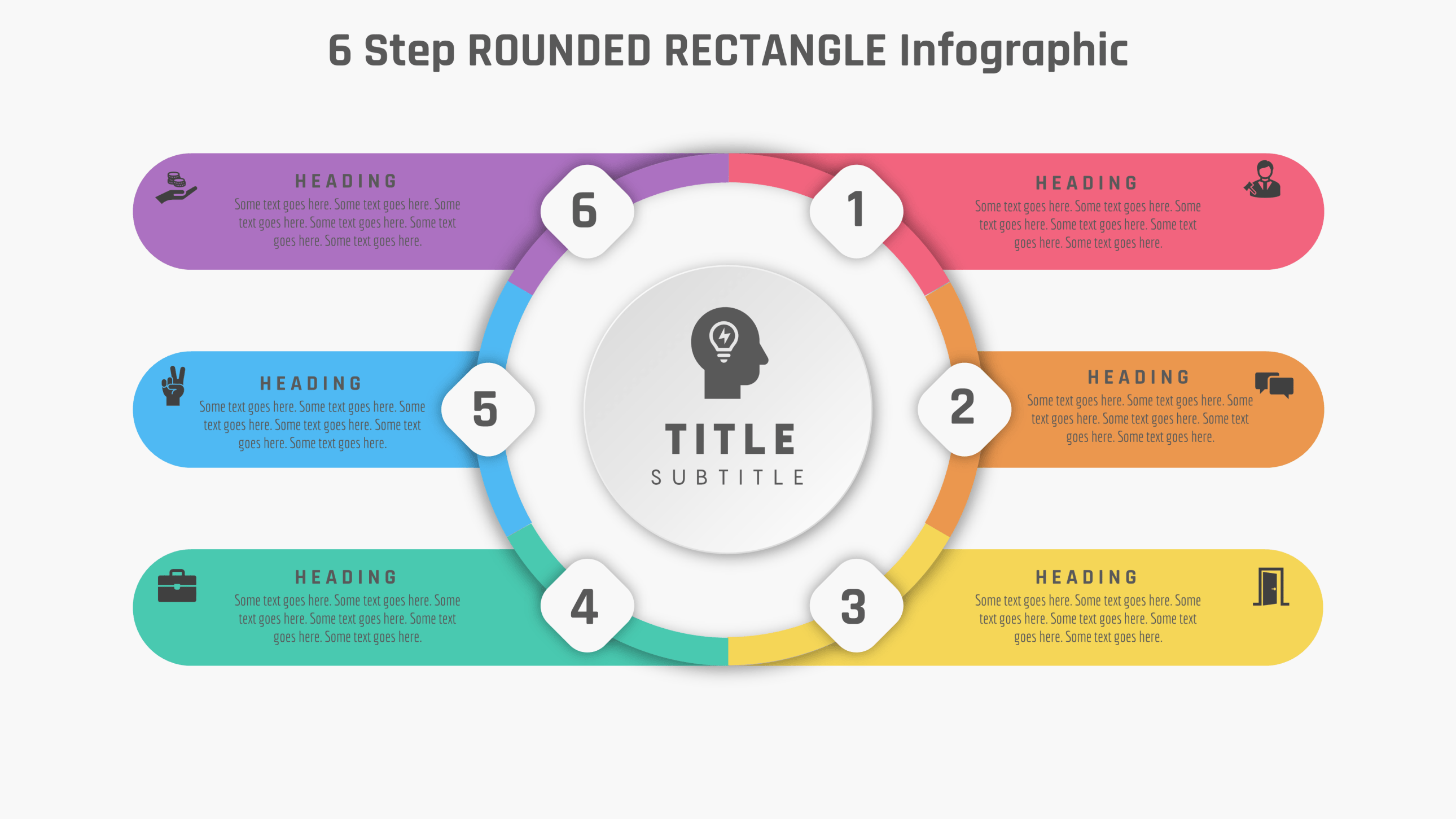 52.PowerPoint Presentation with 6 Step Rounded Rectangle Infographic ...