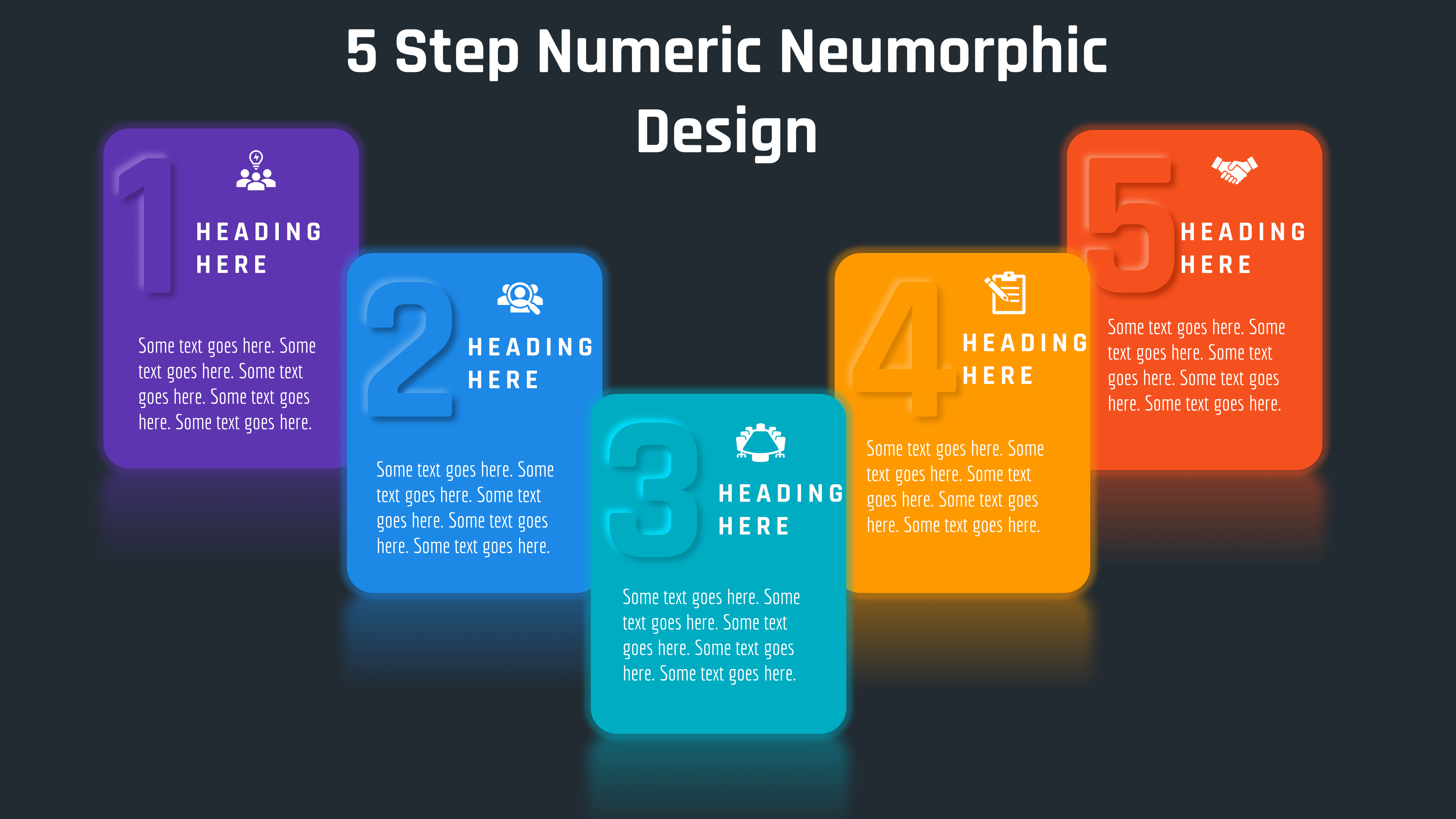 76.PowerPoint 5 Step Numeric Neumorphic Design - PowerUP with POWERPOINT