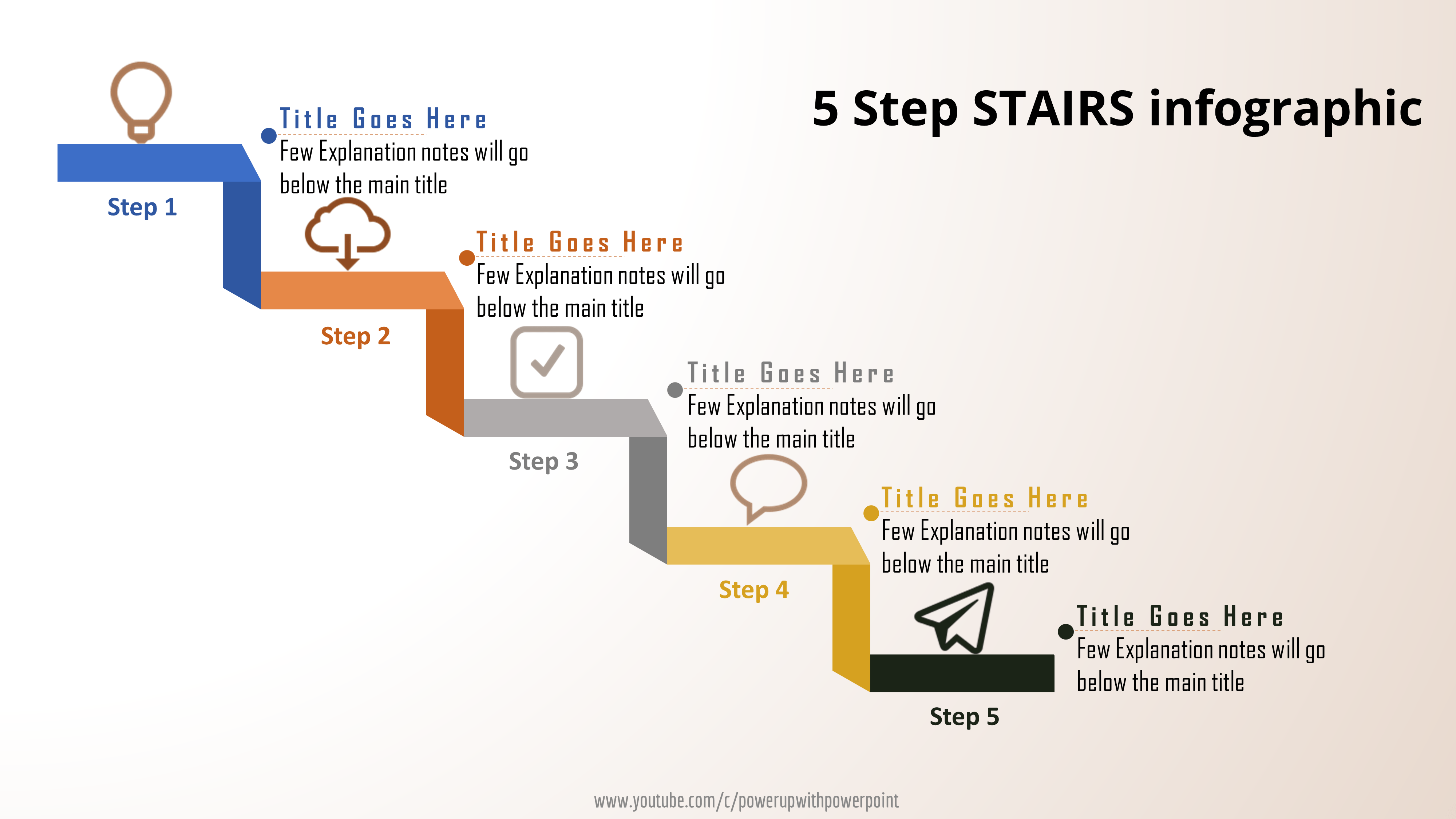 Download PowerPoint 5 Step STAIRS Infographic #5 - PowerUP with POWERPOINT