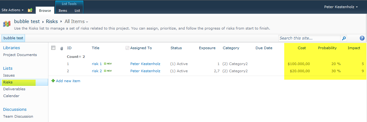 How to do Risk Bubblecharts in Project Server 2010 - PPMBLOG.ORG ...