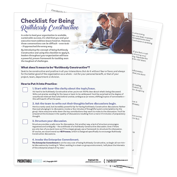 The Importance of Being Ruthlessly Constructive > Predictable Success