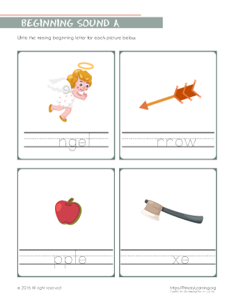 Beginning Sound A Worksheet | PrimaryLearning.Org