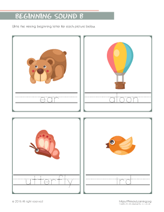 Beginning Sound B Worksheet | PrimaryLearning.Org