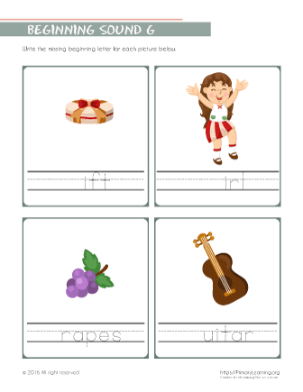 Beginning Sound G Worksheet | PrimaryLearning.Org