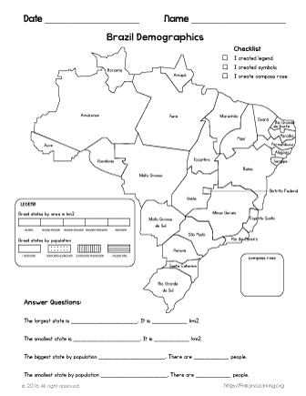 Brazil States Map | Area and Demographics | PrimaryLearning.Org