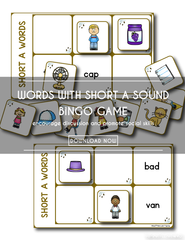 Printable Bingo Game | Short a Word Families | PrimaryLearning.Org