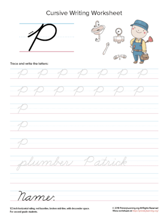 Cursive Uppercase P Worksheet | PrimaryLearning.Org