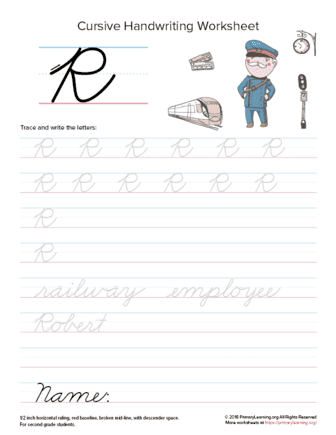 Cursive Uppercase R Worksheet | PrimaryLearning.Org
