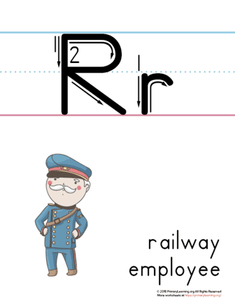 Printable Letter R Poster (Railway Employee) | PrimaryLearning.Org