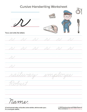 Lowercase Cursive R Worksheet | PrimaryLearning.Org