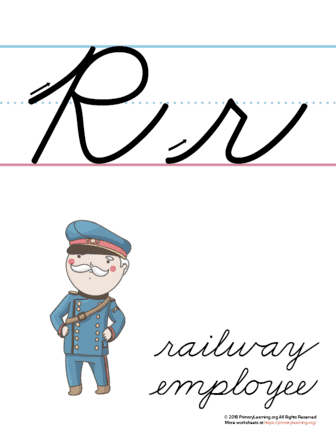 The Letter R In Cursive - Printable Poster | PrimaryLearning.Org