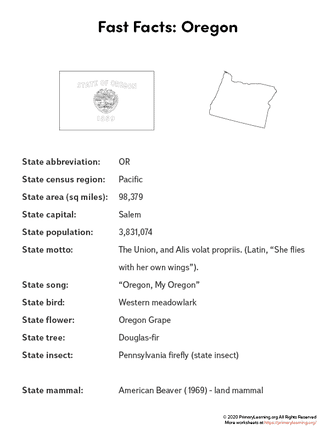 Oregon State Facts | PrimaryLearning.Org