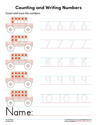 Count and Trace Numbers up to 10 | PrimaryLearning.Org