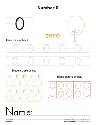 Number 0 Worksheet | PrimaryLearning.Org