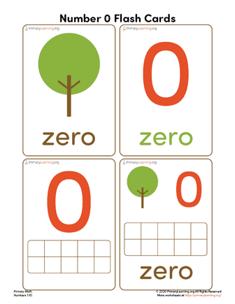 Number Zero Flash Cards | PrimaryLearning.Org