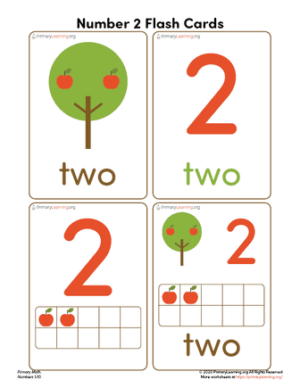 Number Two Flash Cards | PrimaryLearning.Org