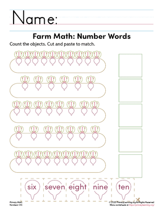 Number Words Worksheet - Part 3 | PrimaryLearning.Org