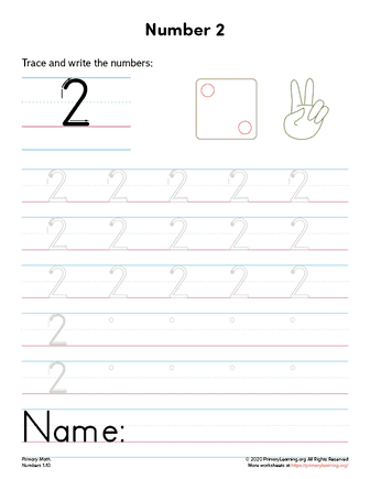 Tracing Number 2 | PrimaryLearning.Org
