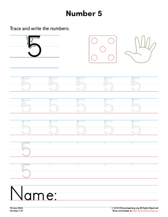 Tracing Number 5 | PrimaryLearning.Org