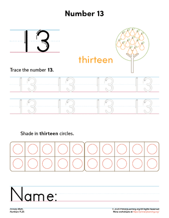 Number 13 Worksheet | PrimaryLearning.Org