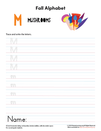 Fall Letter M Handwriting | PrimaryLearning.Org