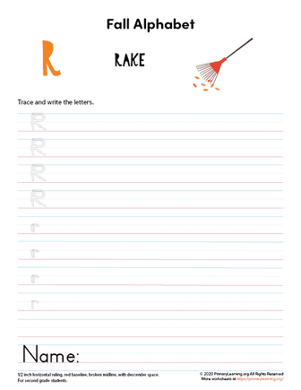 Fall Letter R Handwriting | PrimaryLearning.Org