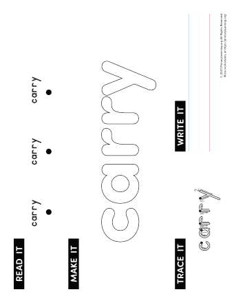 Sight Word CARRY - Play Dough Mat | PrimaryLearning.Org