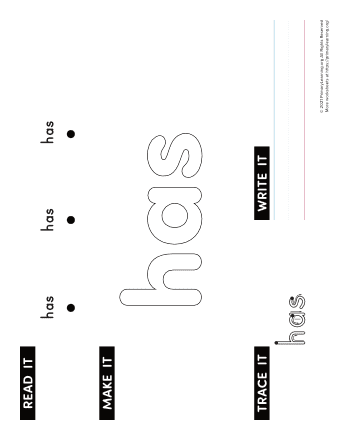 Sight Word HAS - Play Dough Mat | PrimaryLearning.Org