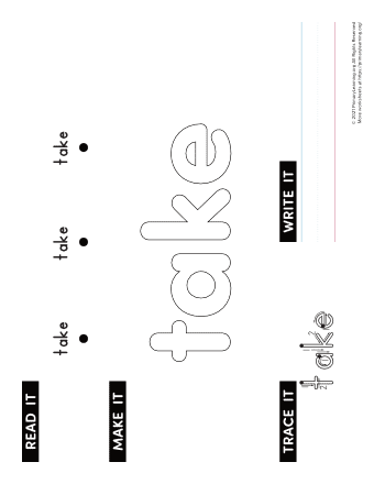 Sight Word TAKE - Play Dough Mat | PrimaryLearning.Org