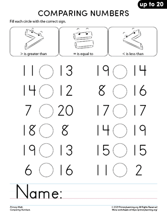 Comparing Numbers up to 20 - Part 1 | PrimaryLearning.org