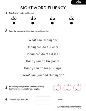 Sight Word DO Fluency | PrimaryLearning.Org