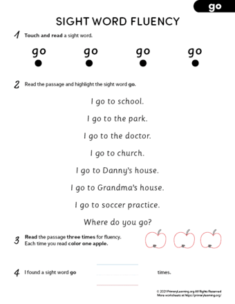 Sight Word GO Fluency | PrimaryLearning.Org