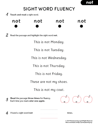 Sight Word NOT Fluency | PrimaryLearning.Org