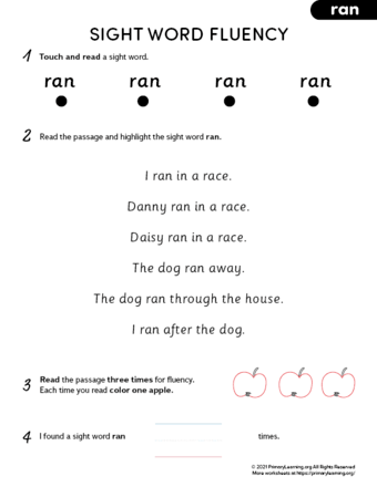 Sight Word RAN Fluency | PrimaryLearning.Org