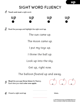 Sight Word UP Fluency | PrimaryLearning.Org
