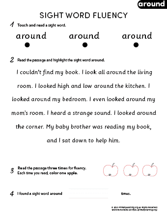 Sight Word AROUND Fluency | PrimaryLearning.Org
