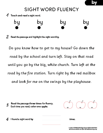 Sight Word BY Fluency | PrimaryLearning.Org