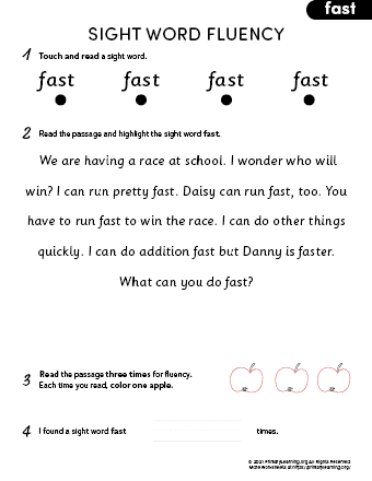 Sight Word FAST Fluency | PrimaryLearning.Org