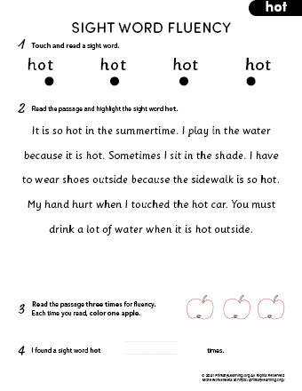 Sight Word HOT Fluency | PrimaryLearning.Org