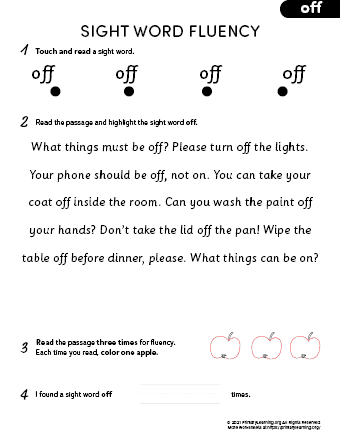 Sight Word OFF Fluency | PrimaryLearning.Org