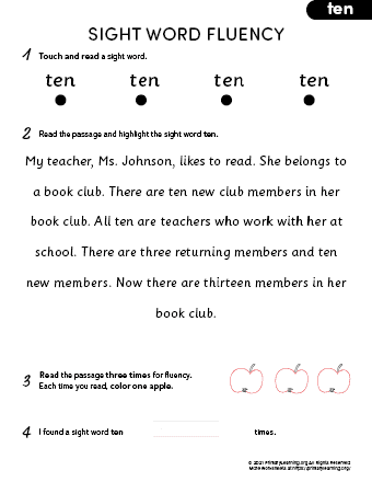 Sight Word TEN Fluency | PrimaryLearning.Org