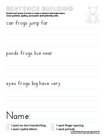 Sentence Building: Frog | PrimaryLearning.Org