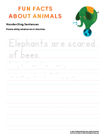 Sentence Writing: Elephant | PrimaryLearning.Org