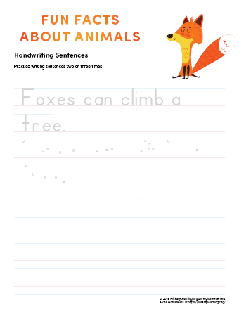 Sentence Writing: Fox | PrimaryLearning.Org