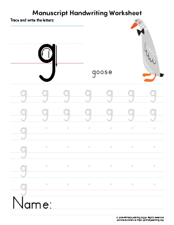 Tracing and Writing Letter G | PrimaryLearning.Org